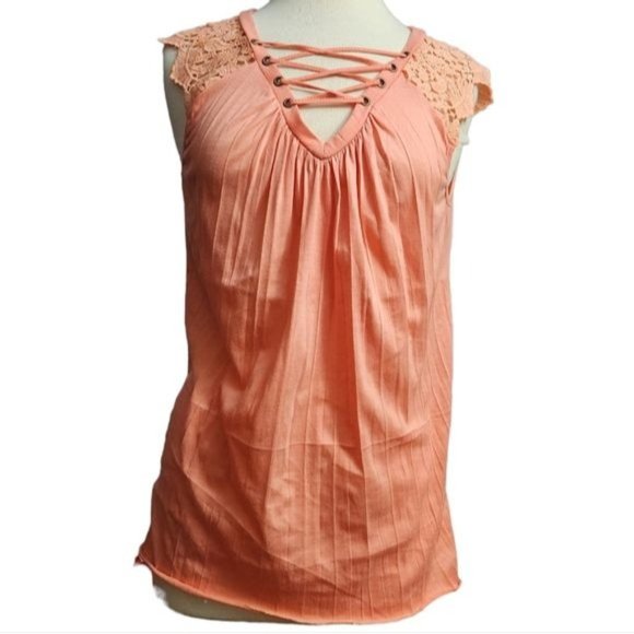 New York Laundry | Tops | New York Laundry Large Orange Casual Tank Top ...